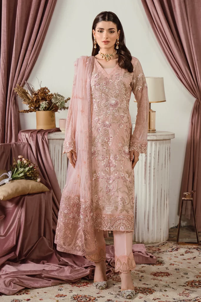 3 PC EMBROIDERED CHIFFON SUIT | F-2502 | RAMSHA | Alifsay